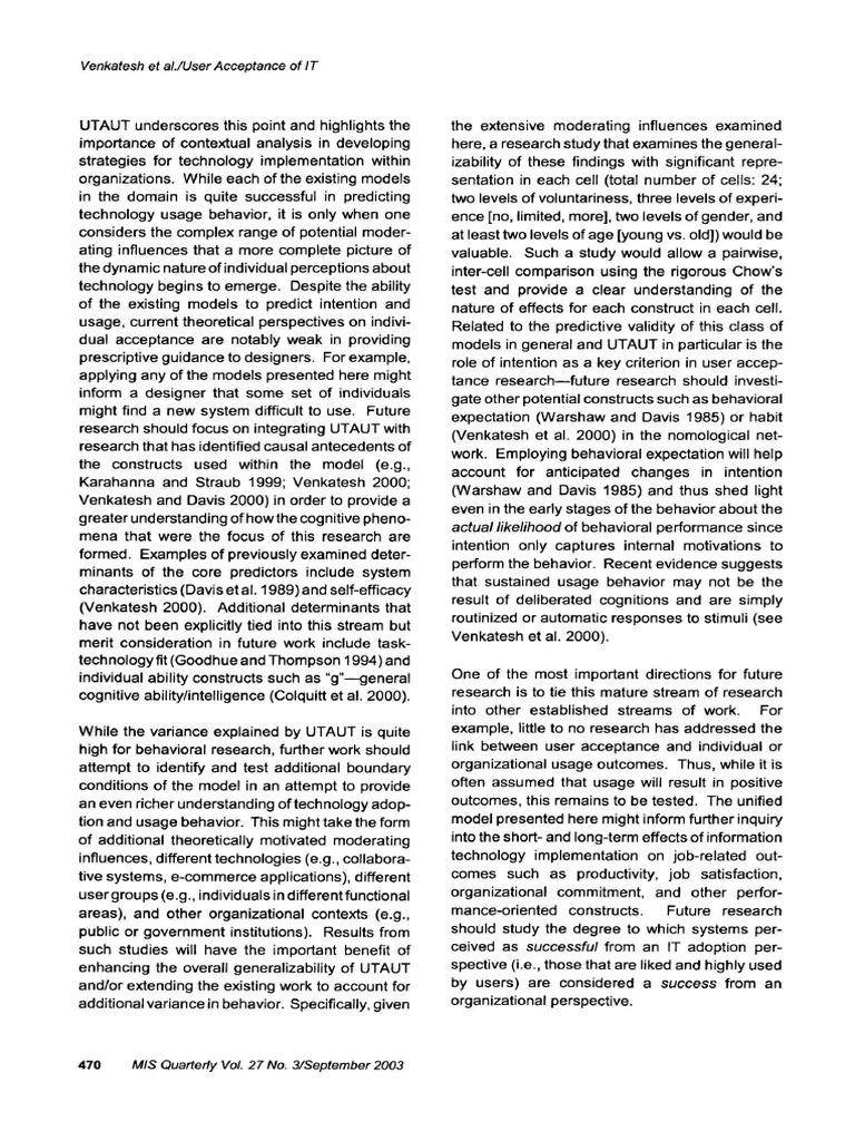 Venkatesh Et Al (2003) User Acceptance of Information Technology (46-54 ... Venkatesh Et Al (2003) User Acceptance of Information Technology (46-54 ...