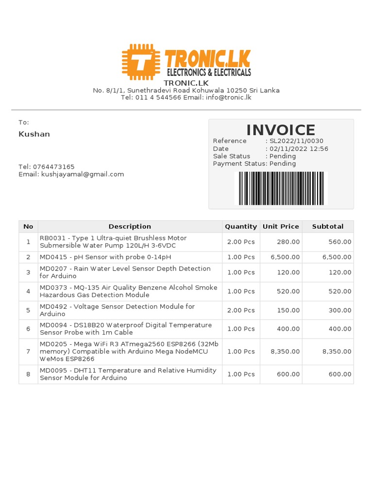 Invoice_SL2022_11_0030 | PDF | Manufactured Goods | Electrical Engineering