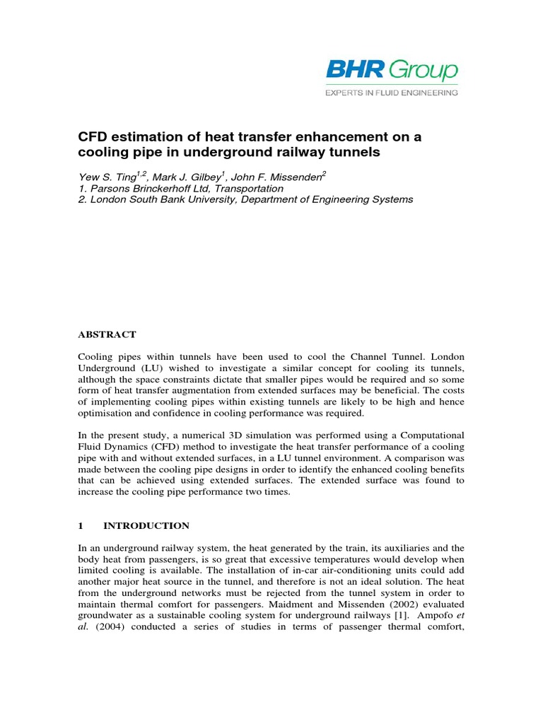 CFD Estimation of Heat Transfer Enhancement On A Cooling Pipe in ...