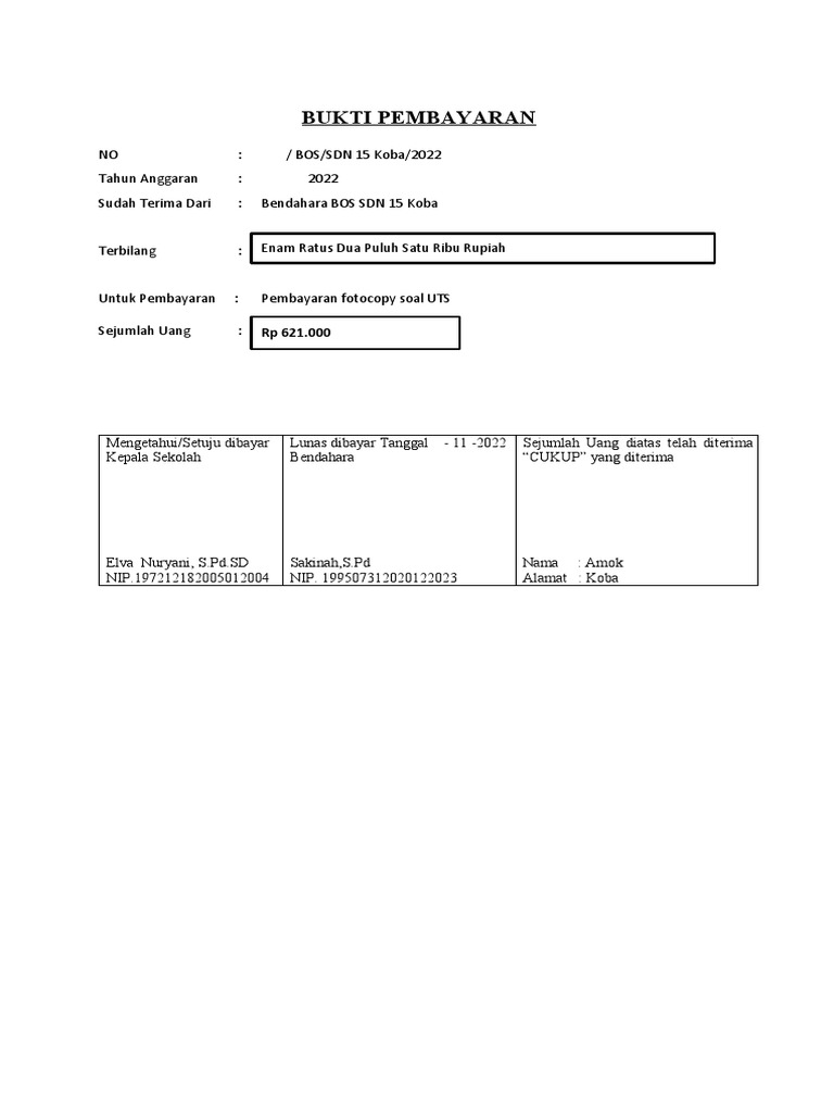 BUKTI PEMBAYARAN Buku | PDF