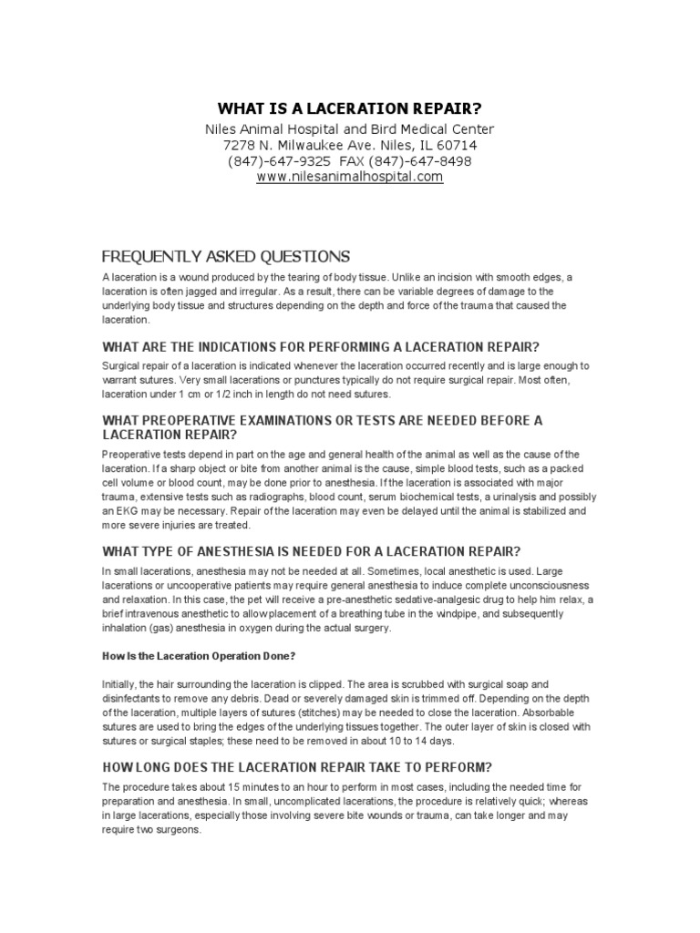 What Is A Laceration Repair | PDF | Surgery | Wound