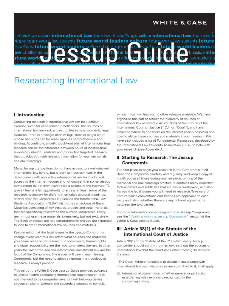 Jessup Guide Writing Jessup Memorials | PDF | International Law | Treaty