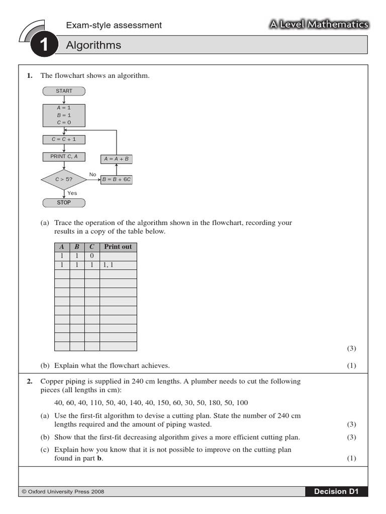 Alevel D1 | PDF | Computational Problems | Algorithms