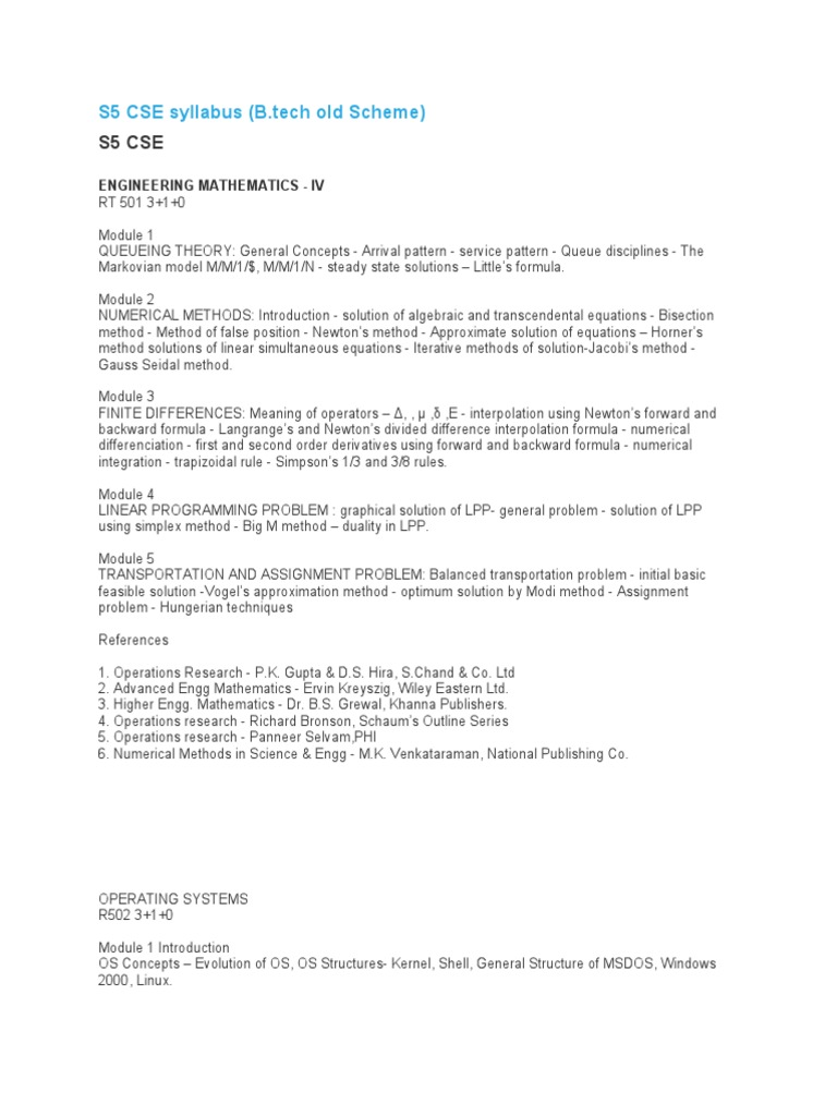 S5 Syllabus Computer Science (Old Scheme) | PDF | Relational Database | Databases