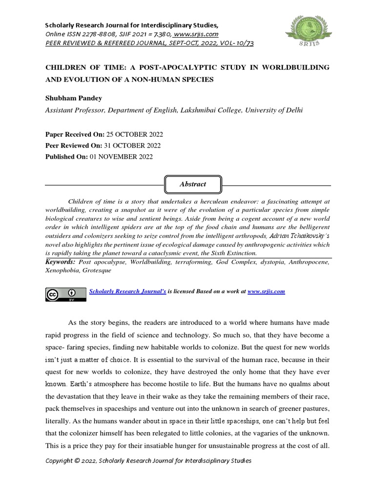 Children of Time: A Post-Apocalyptic Study in Worldbuilding and ...