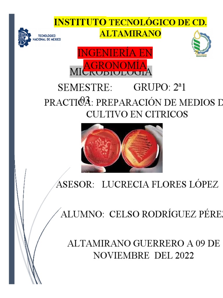 Medios de Cultivo Practica | Descargar gratis PDF | Las bacterias | Agar