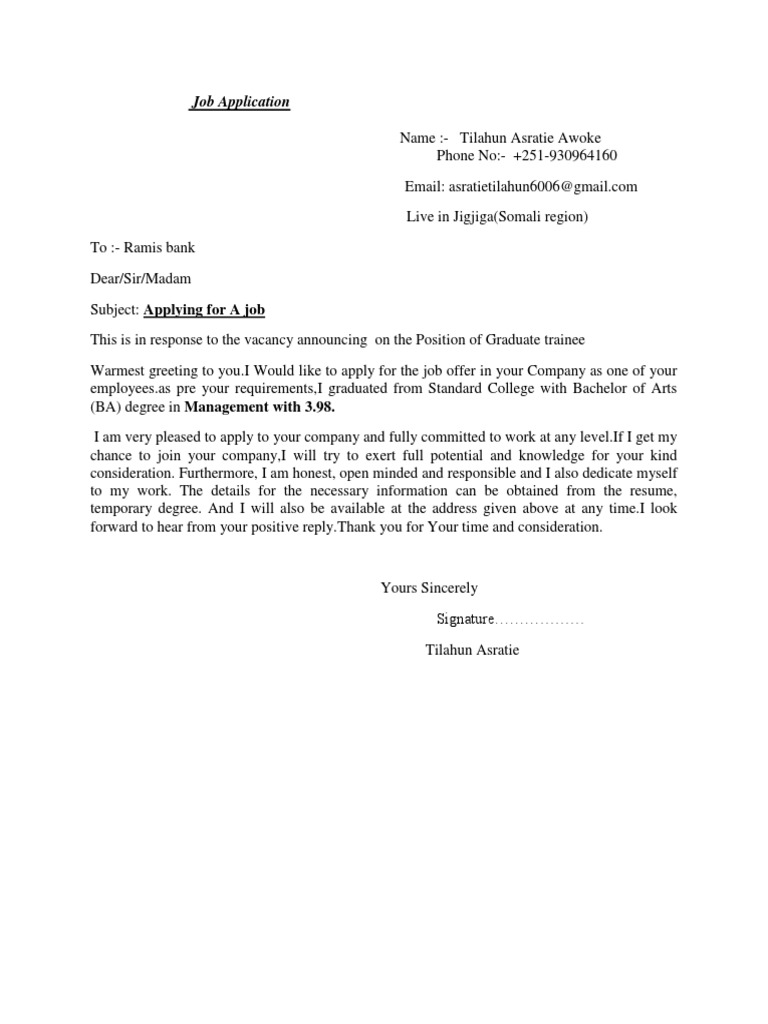 Application for Graduate Trainee at Ramis Bank | PDF | Academic Degree ...