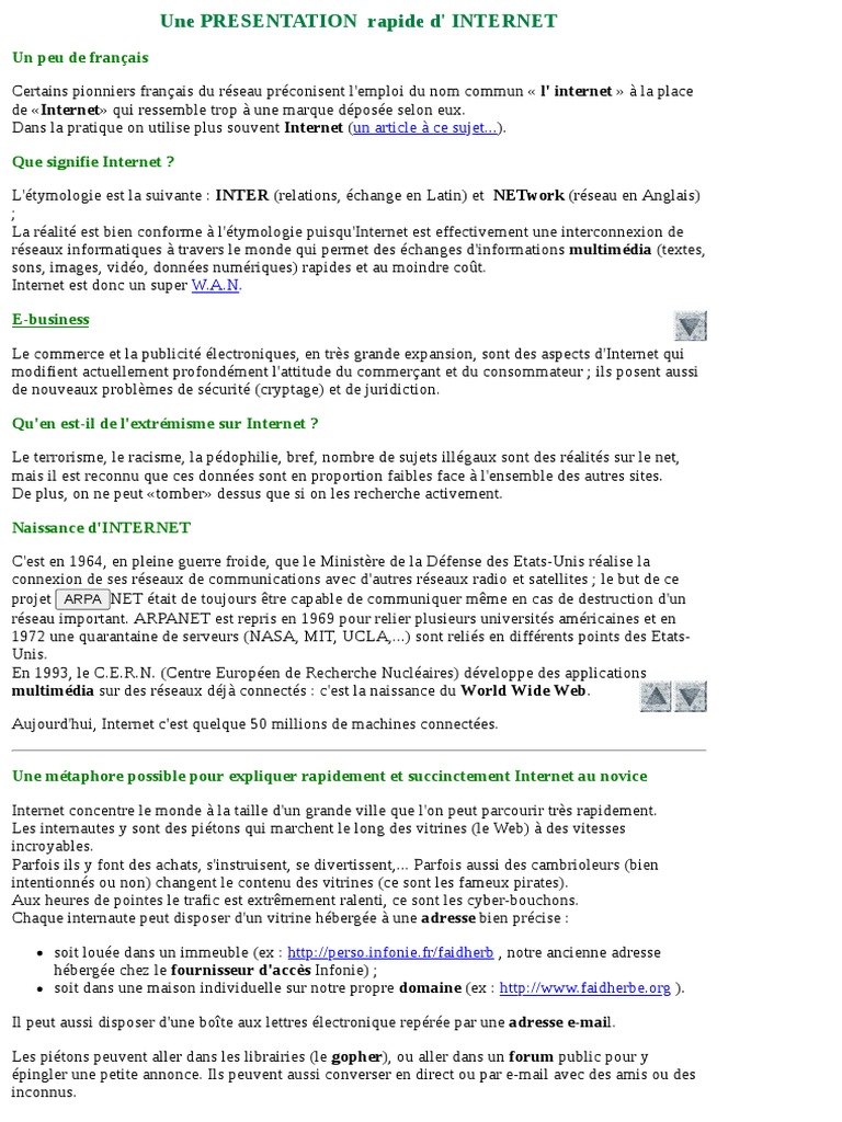 Présentation rapide d'Internet | PDF | l'Internet | Internet