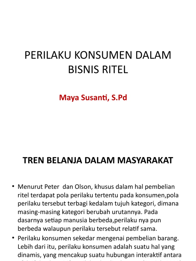 Perilaku Konsumen Ritel dan Tren Belanja | PDF