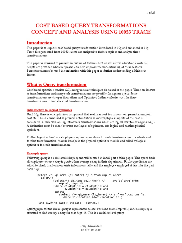 Query Transformation | PDF | Computing | Computer Science