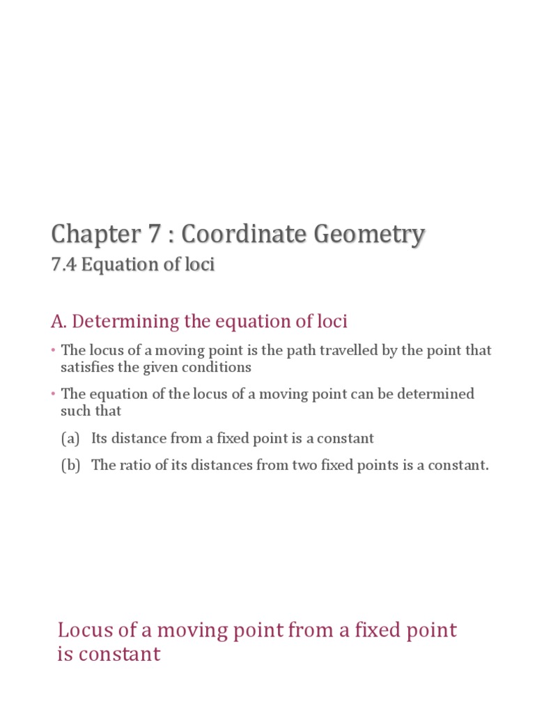 7.4 Equation of Loci Notes (2) | PDF | Cartesian Coordinate System ...