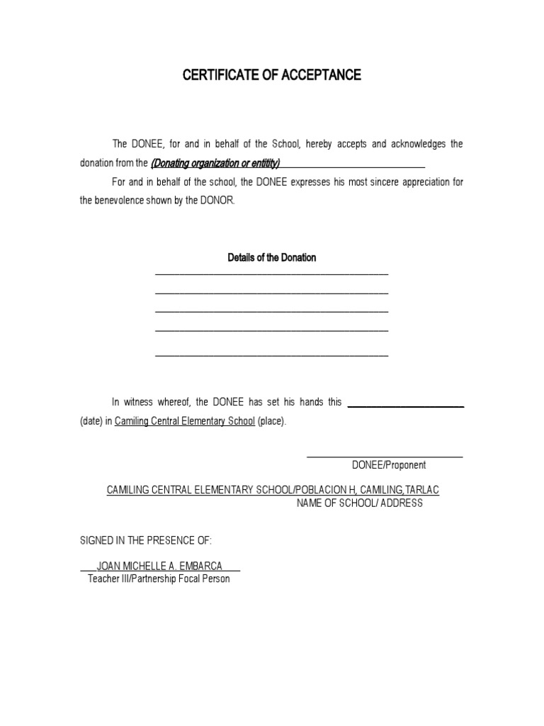 Deed of Acceptance | PDF