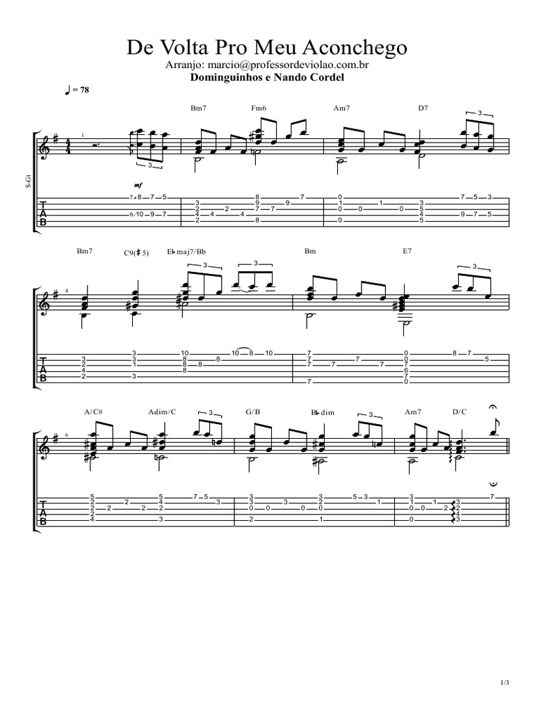 De Volta Pro Meu Aconchego - Arranjo de Violao | PDF