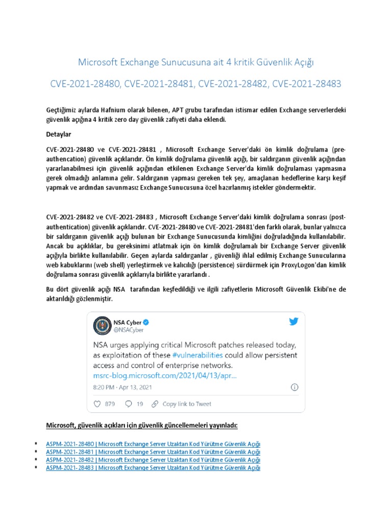 MS Exchange Server Güvenlik Zafiyet Raporu | PDF