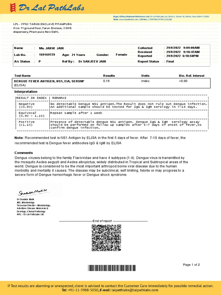 SL Report | PDF | Elisa | Yellow Fever