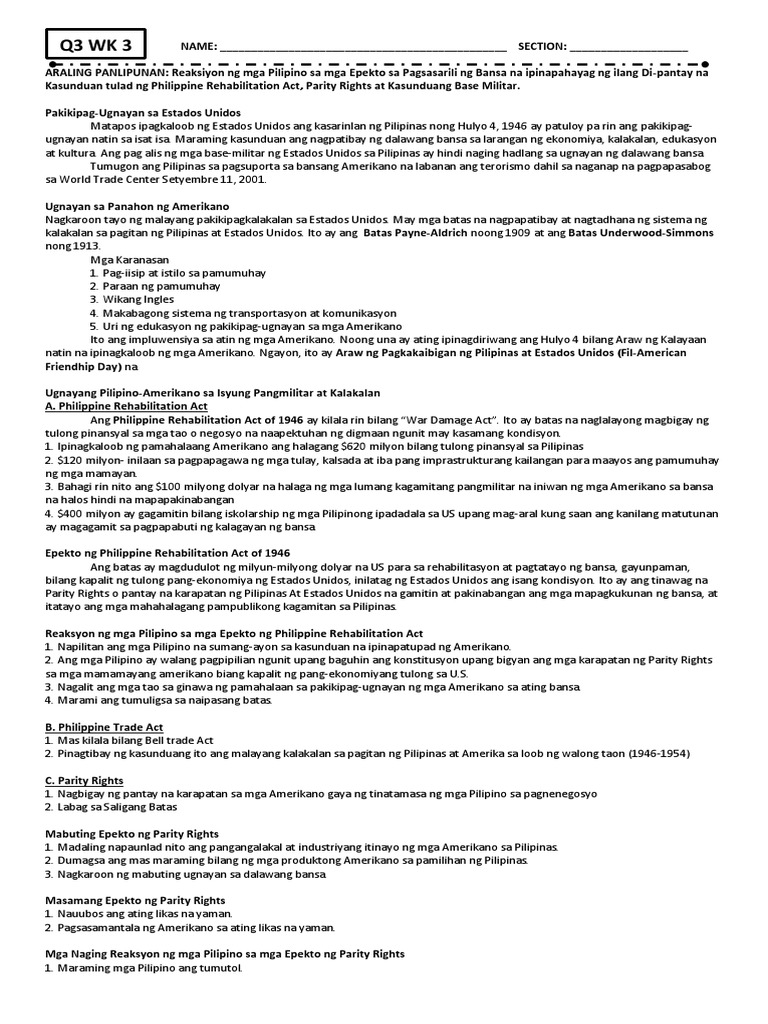 Ap Q3 W3 Thursday | PDF