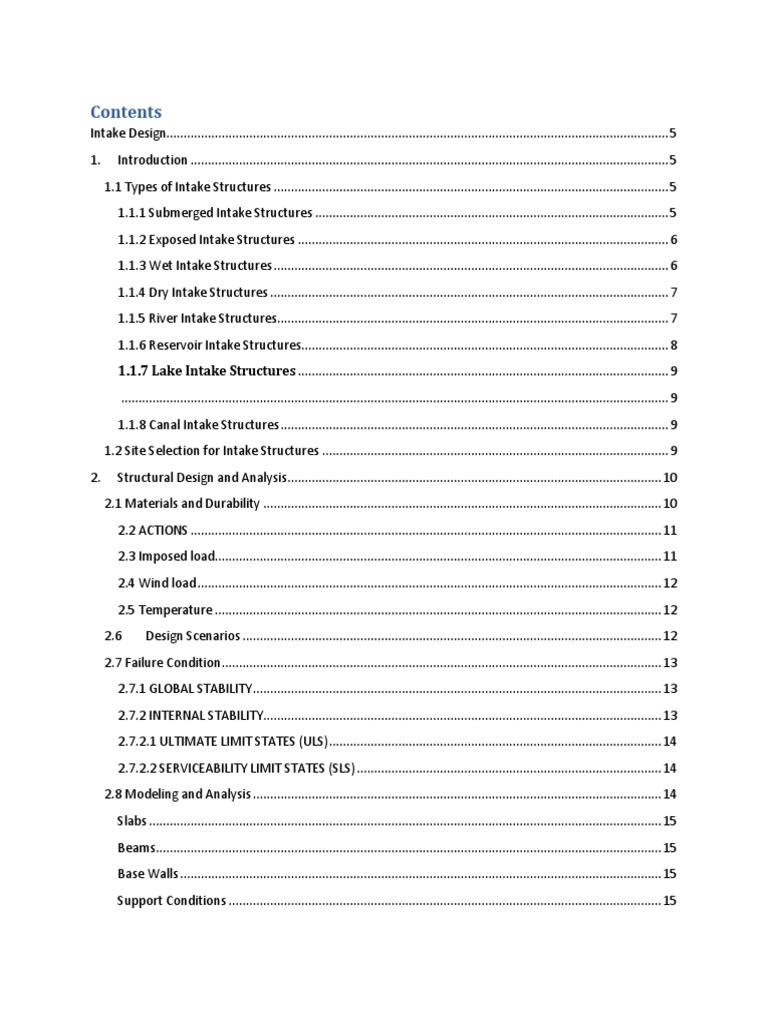 Design of Water Intake Structures | PDF | Concrete | Water