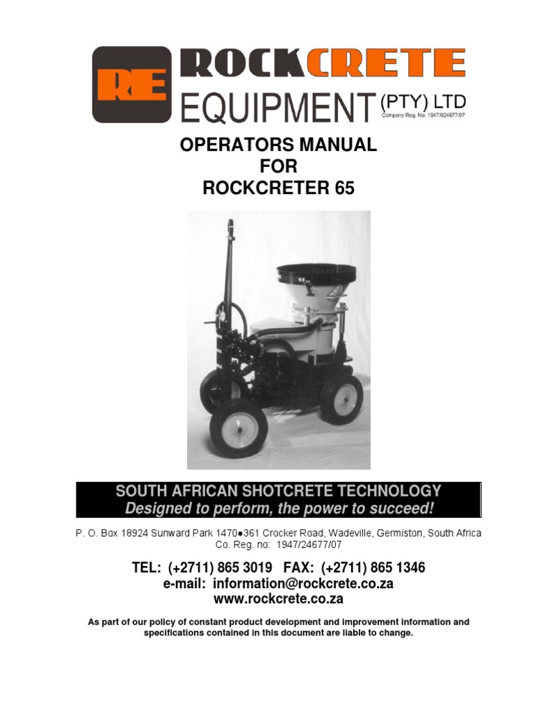 Rockcreter 65 Operator's Guide | PDF | Valve | Axle