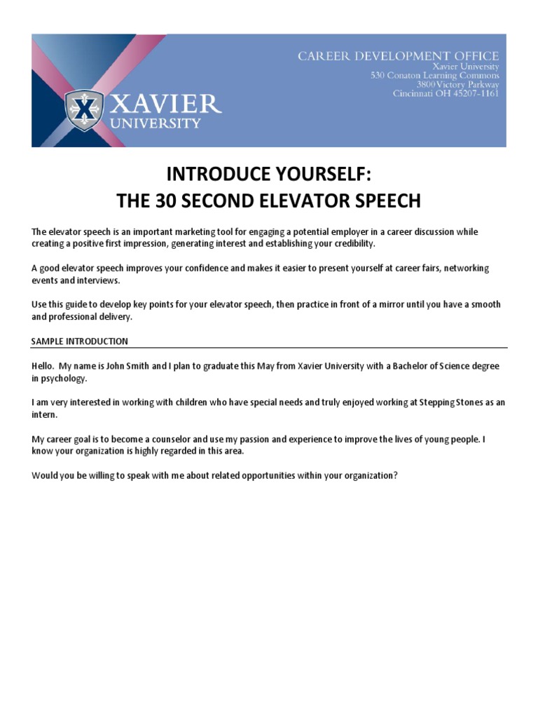 30 Second Elevator Pitch for Career Success | PDF | Employment | Nursing