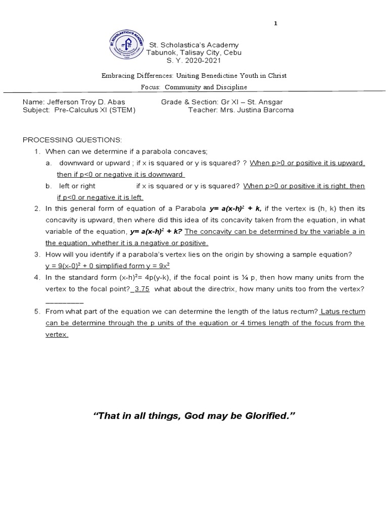 Calculus Module 1 Lesson 2 Processing Questions Abas | PDF | Teaching ...