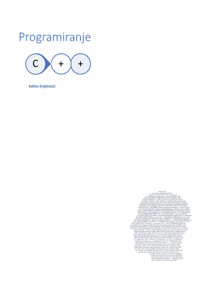 (SSS) PROGRAMIRANJE C++-Selma Krajinović | PDF