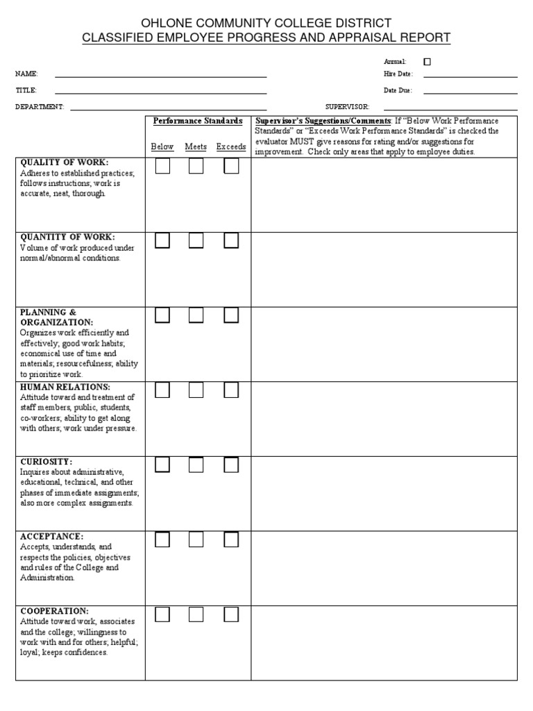 Classified Employee Appraisal Report | PDF | Employment | Reason