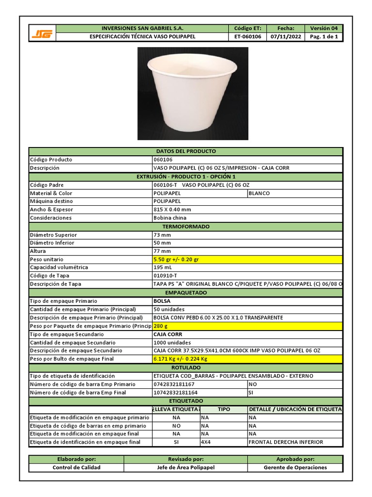 Espec. Tecnica - 060106 | PDF