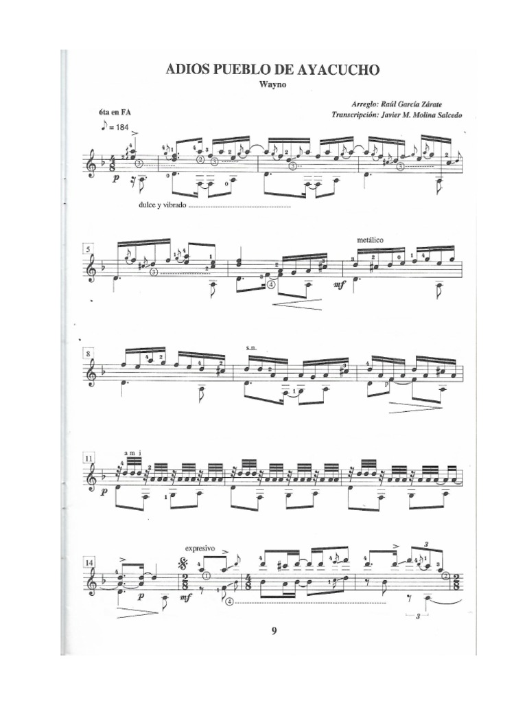 Adios Pueblo de Ayacucho JAVIER MOLINA | PDF