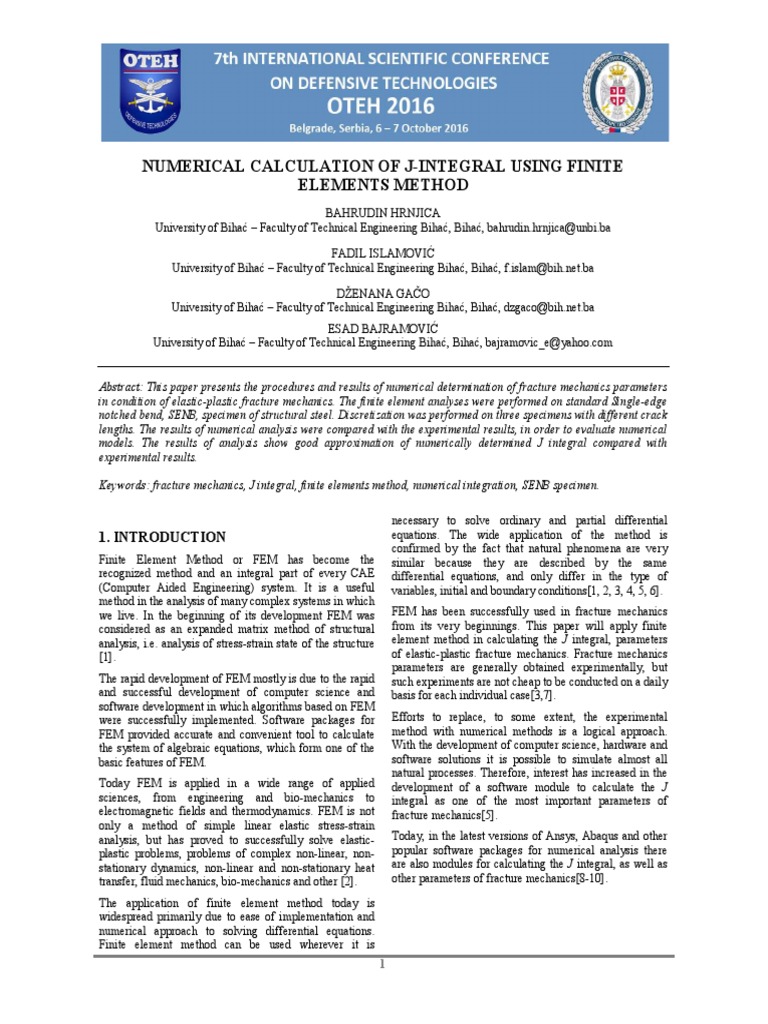 Numerical Calculation of J Integral Using Finite Elements Method | Download Free PDF | Finite ...