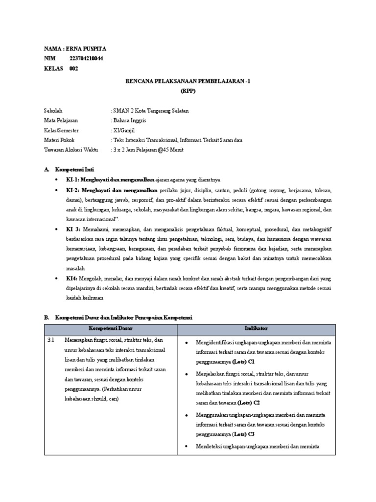 Erna Paket 1 RPP, Bahan Ajar, Media, LKPD, Instrumen Dan Evaluasi | PDF