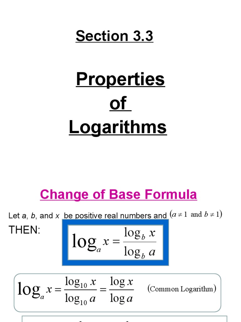 2011 Pre-Calc Slides Section 3.3 | PDF | Logarithm | Discrete Mathematics