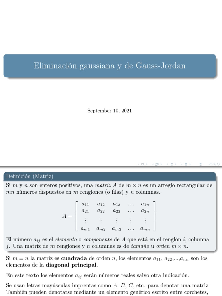 Eliminación Gaussiana y de Gauss-Jordan | PDF | Matriz (Matemáticas ...