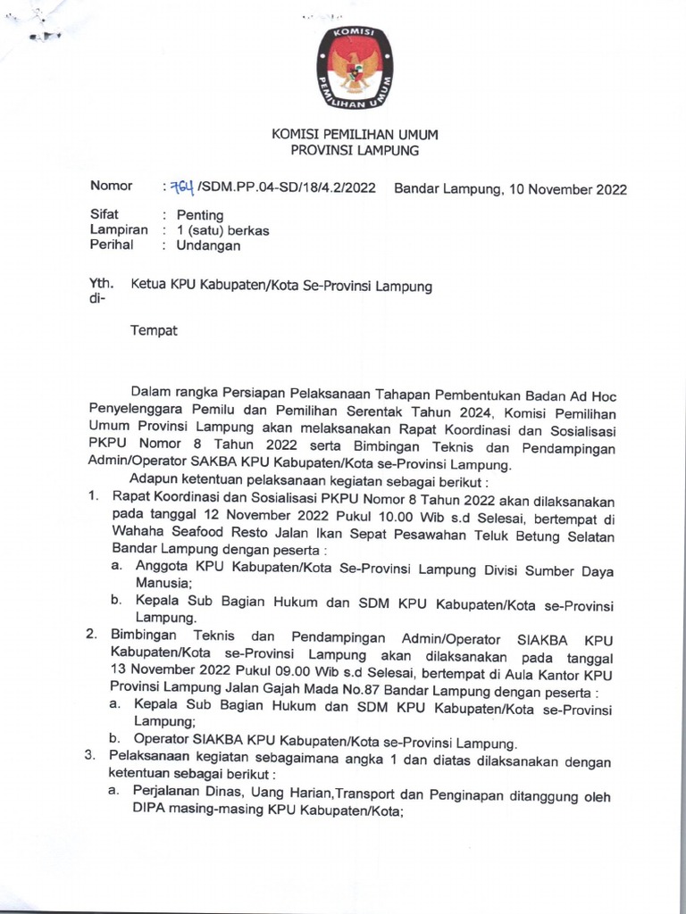 Undangan Kabupaten Kota | PDF