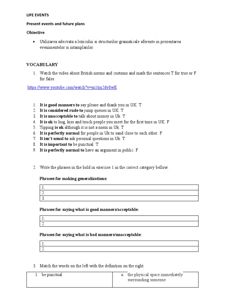 Unit 1 Lesson 1 Part 1 Past Events | PDF | Pub | Subject (Grammar)