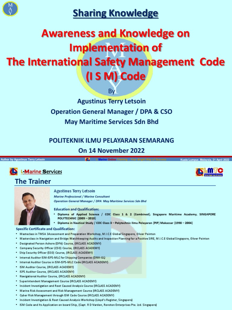 Awareness & Knowledge On Implementation of ISM Code - PIP Semarang On ...