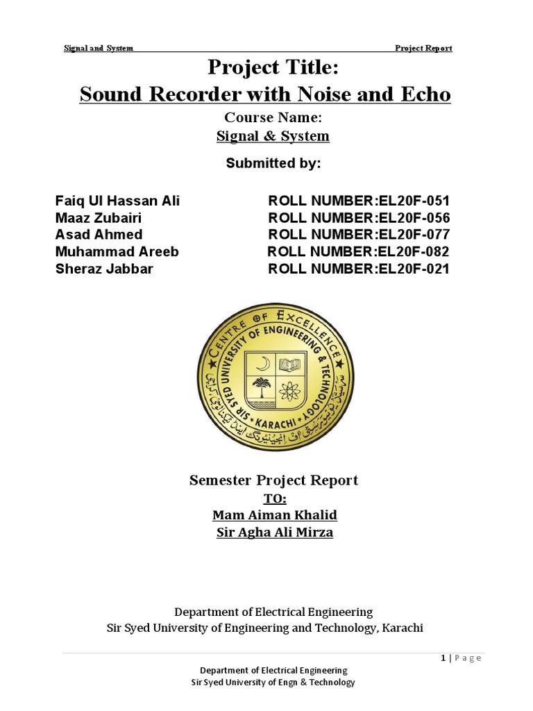 Matlab Sound Recorder Project Report Pdf Sound Matlab