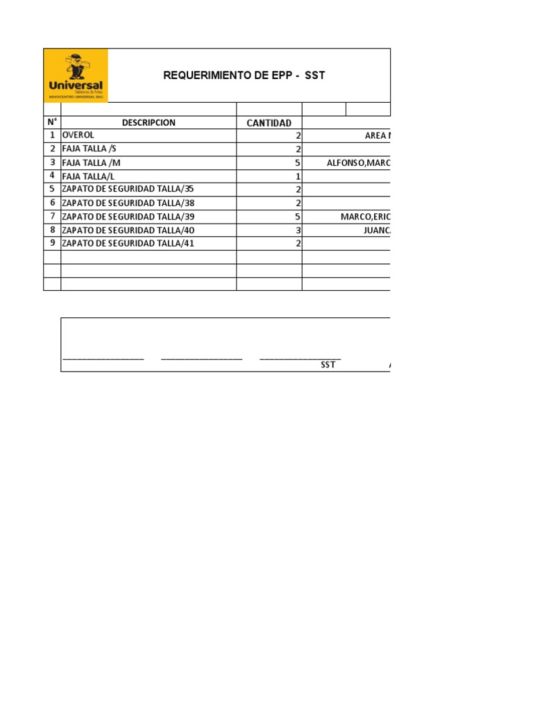 Requerimiento de Epp | PDF