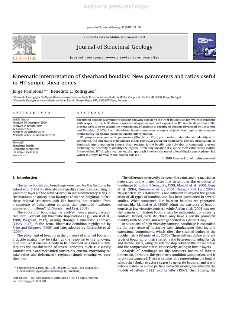 Kinematic Interpretation of Shearband Boudins: New Parameters and ... Kinematic Interpretation of Shearband Boudins: New Parameters and ...