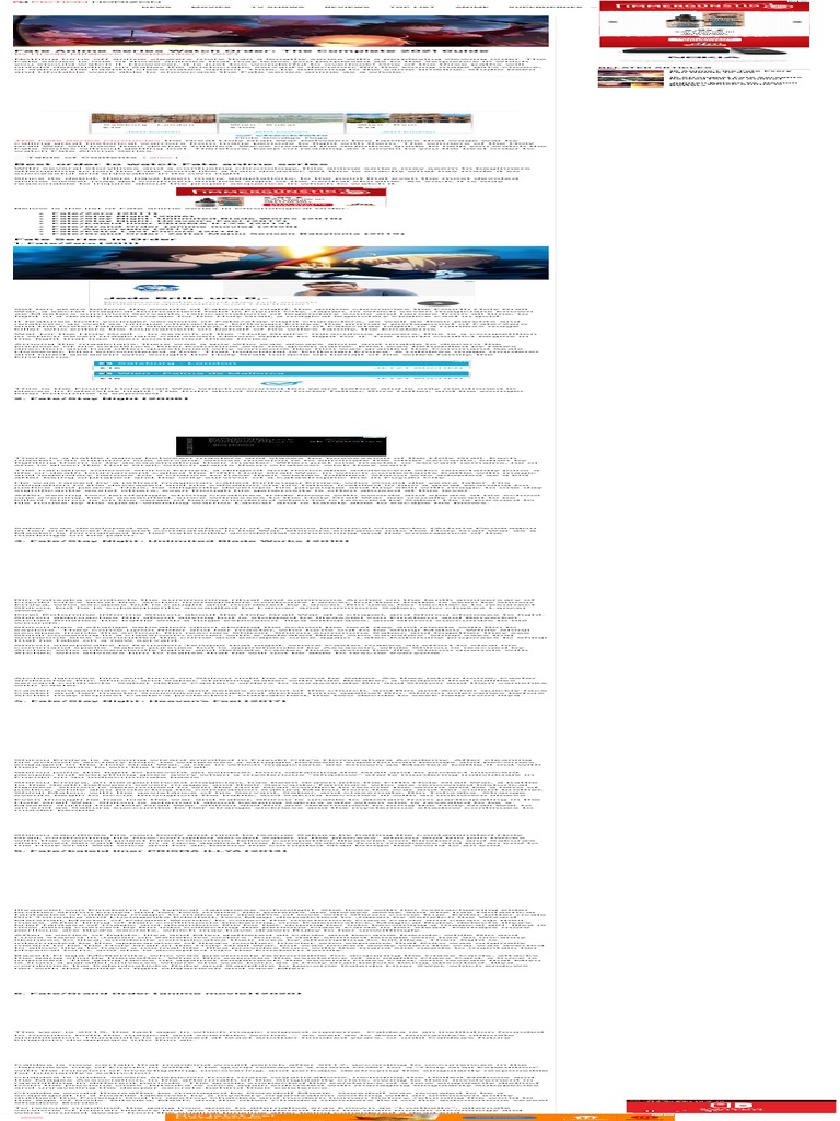 Fate Anime Series Watch Order The Complete 2021 Guide | PDF