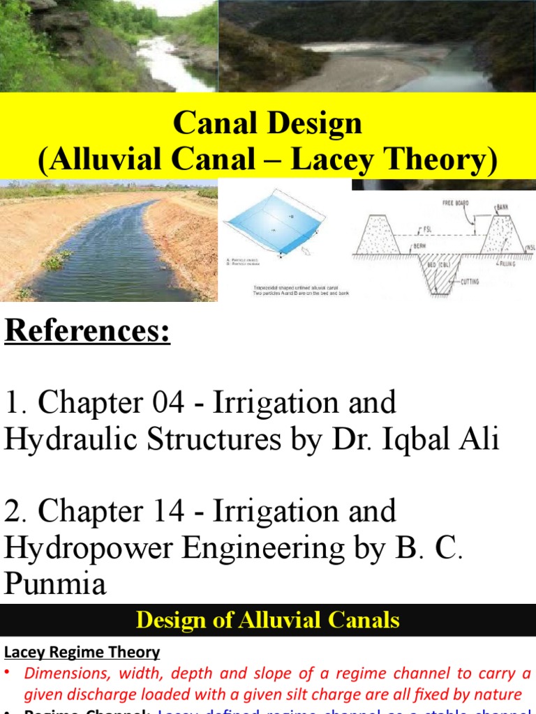 IE Lec - 7 Design of An Alluvial Canal-Lacey Theory | PDF | Silt | Canal