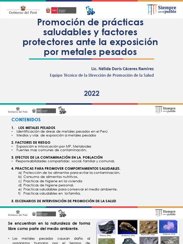 Tema 5. Prácticas Saludables y Factores Protectores Ante La Exposicion de Metales Pesados | PDF ...