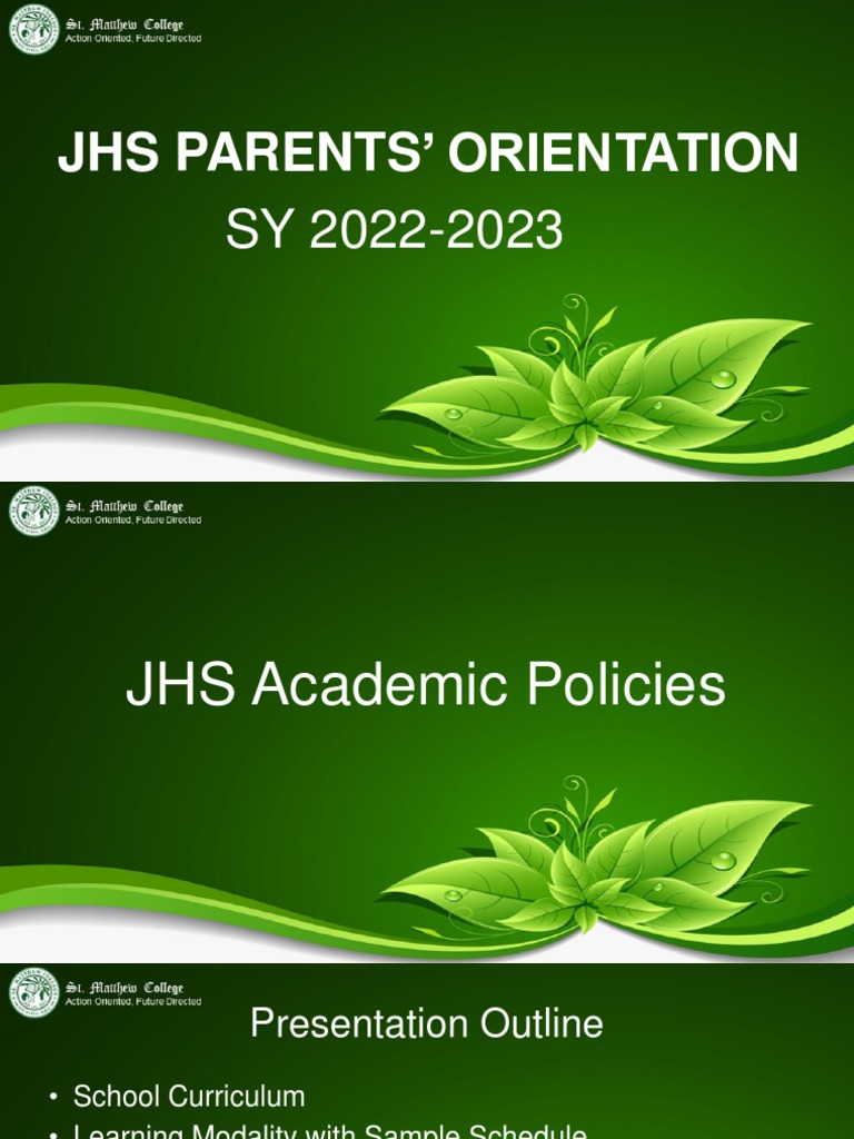 ACADEMIC POLICIES Jhs 2022-2023 | PDF | Cognition | Behavior Modification