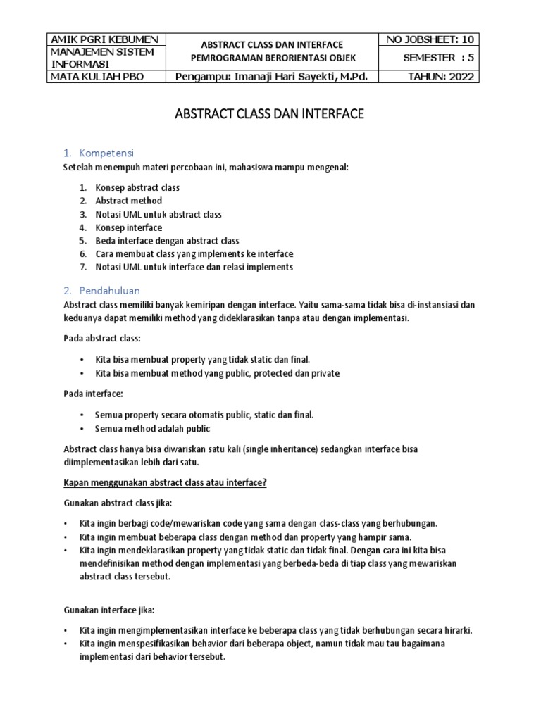 Pemrograman: Abstract Class & Interface | PDF