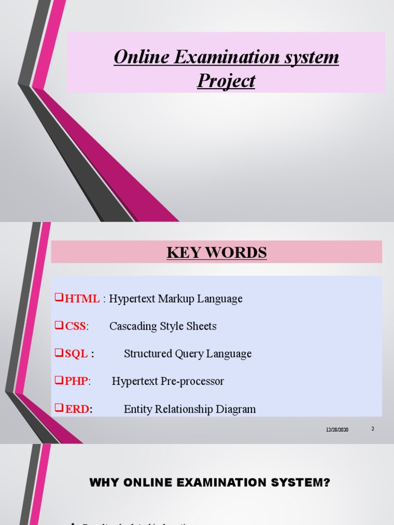 Presentation of Online Examination System | PDF | Php | Test (Assessment)