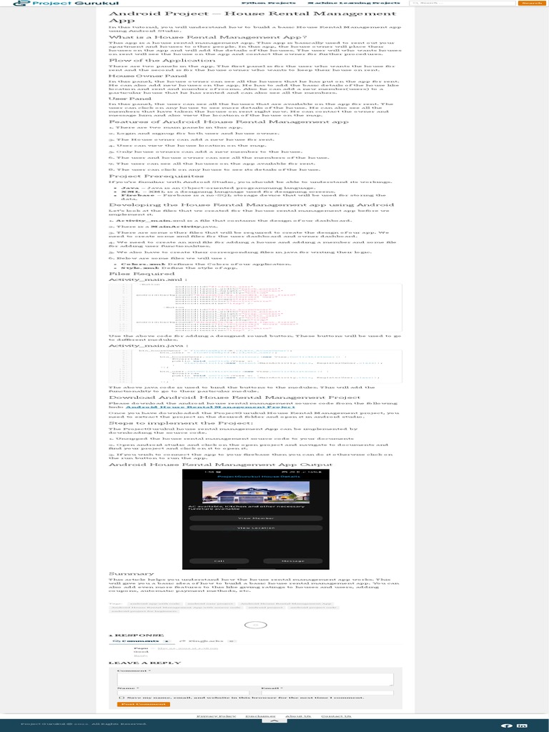 Android Project - House Rental Management App - Project Gurukul | PDF ...