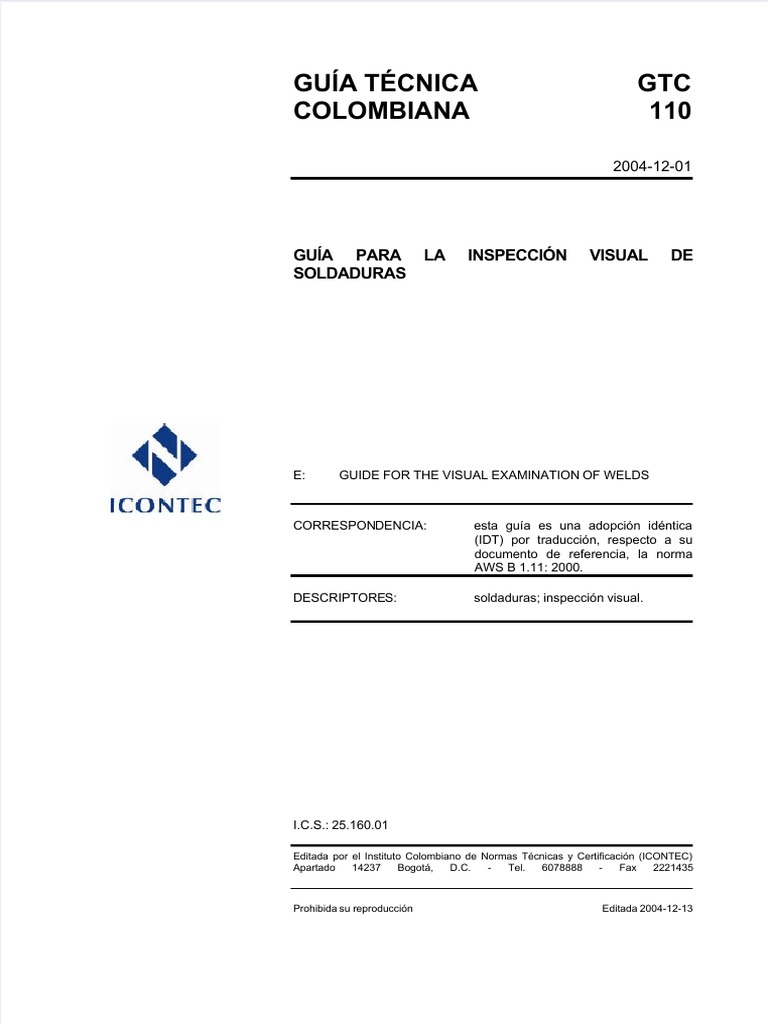 Fdocuments - in GTC 110 Guia Tecnica para La Inspeccion Visual de Soldadura1 | PDF | Soldadura ...