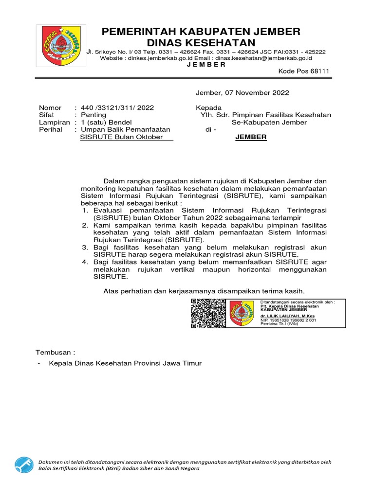 Pemerintah Kabupaten Jember Dinas Kesehatan | PDF