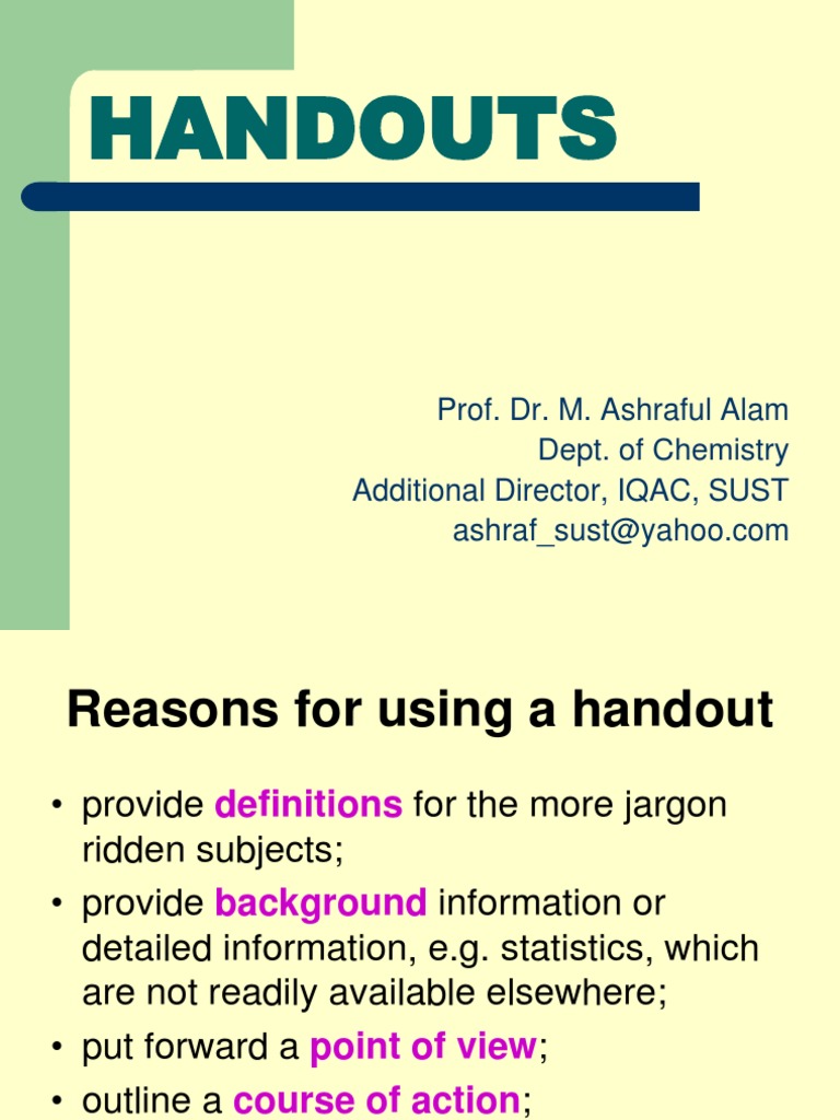 Guidelines for Effective Use of Handouts in Teaching | PDF | Lecture ...