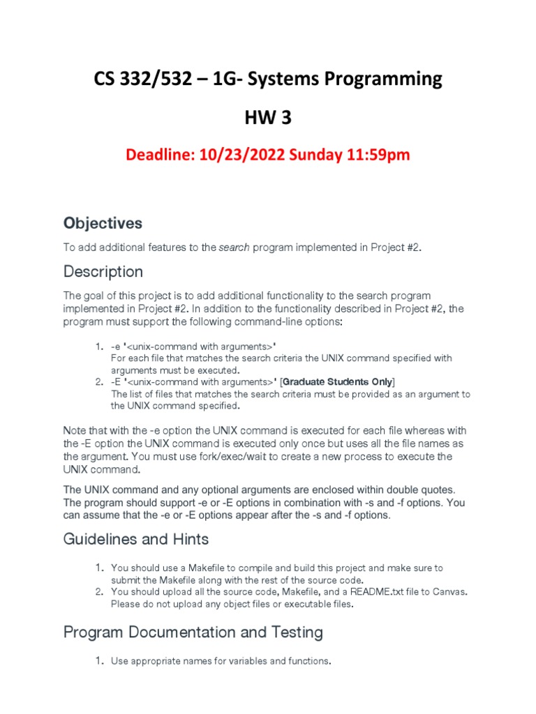 hw3 CS332.532 | PDF | Programming | Computer Program