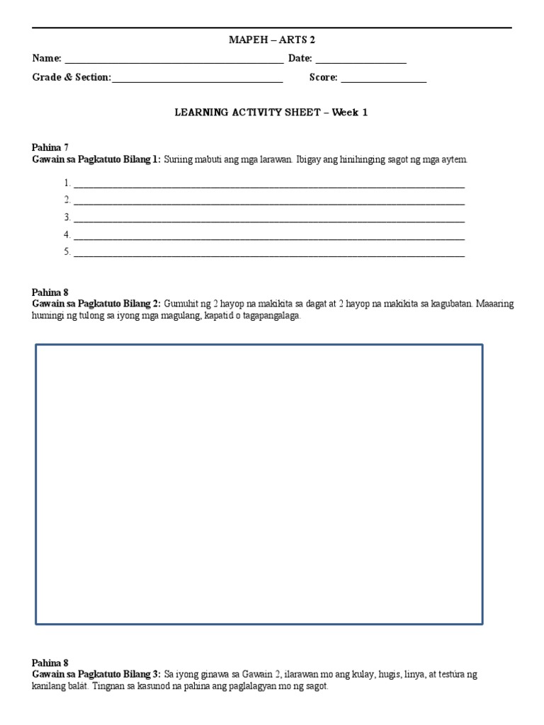 Arts-Worksheet-Week 1-2 | PDF